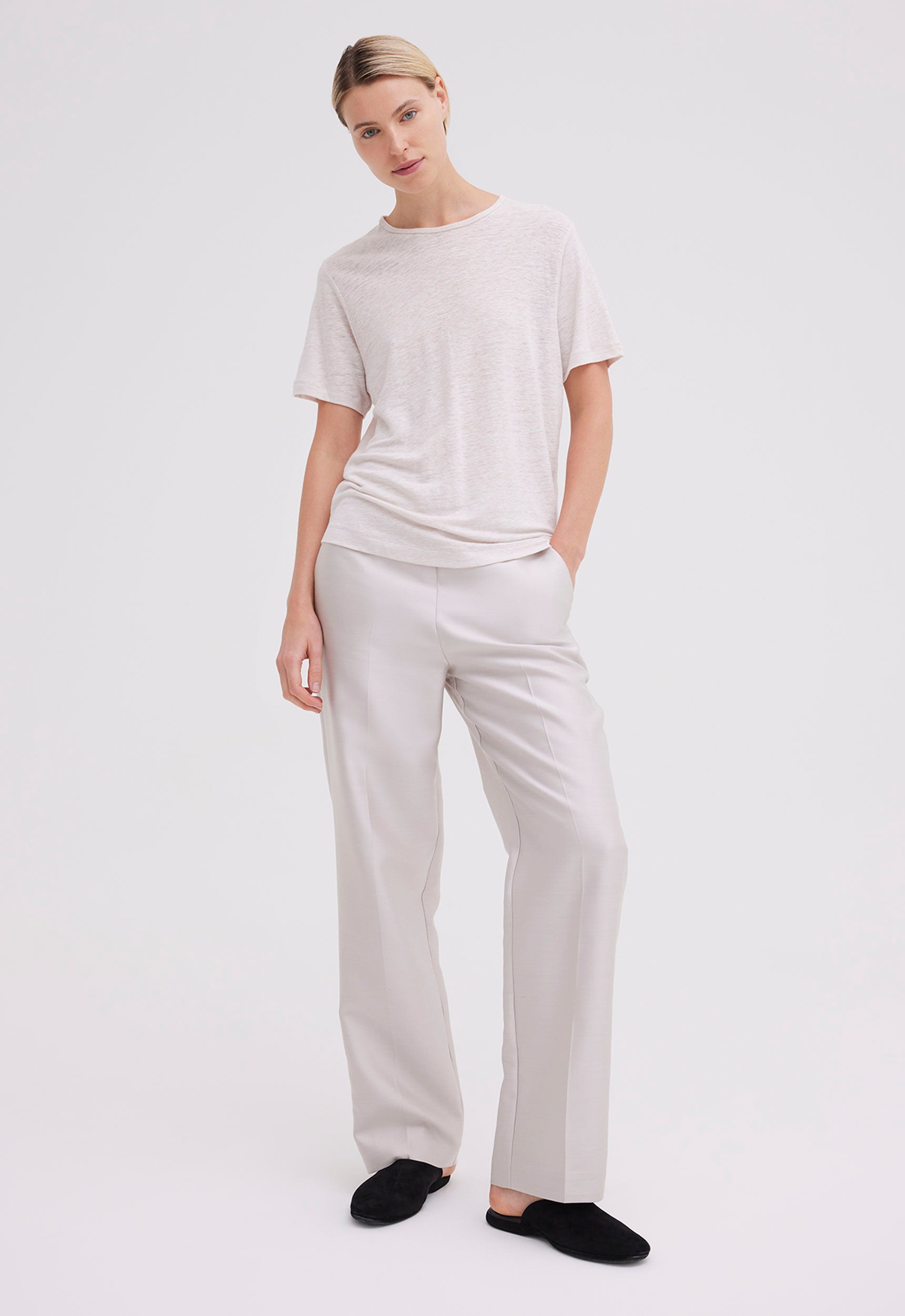 Joe Linen Tee in Bone