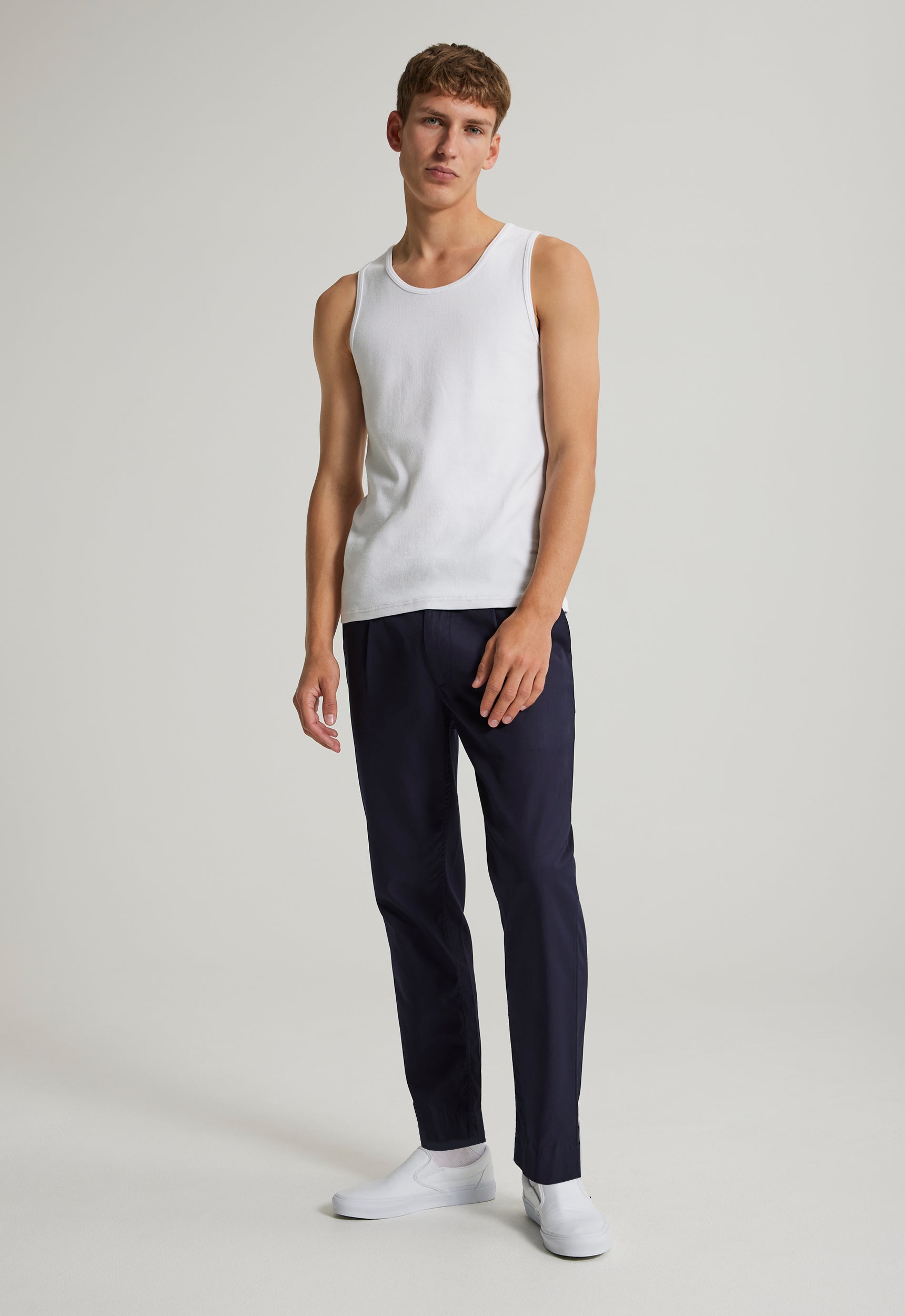 Koen Ribbed Cotton Tank in White